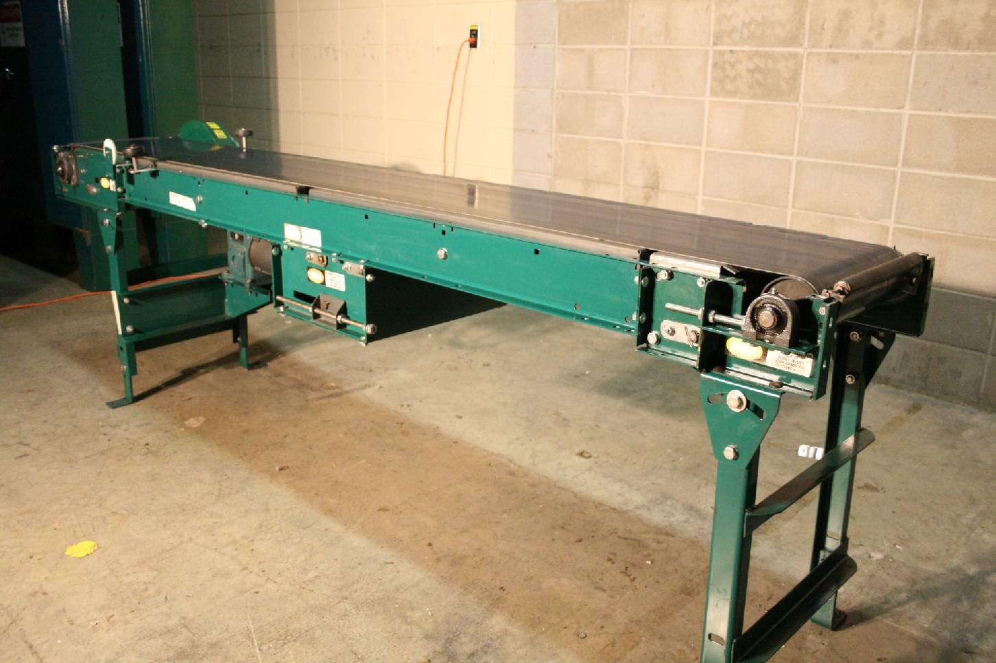 Alvey 109 X 14 Steel Frame Solid Surface Belt Conveyor Baldor 180v Dc